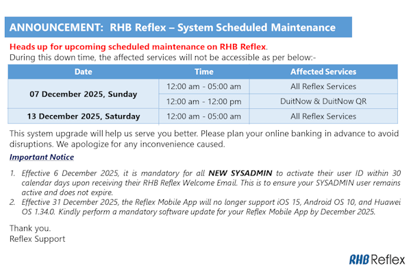 Welcome to RHB Bank at 07 Dec 2025 05:22