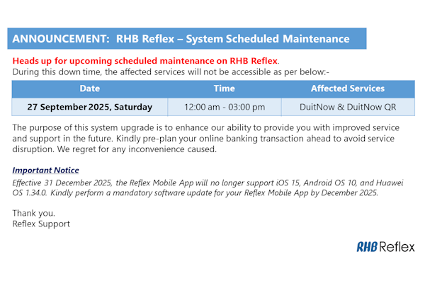 Welcome to RHB Bank at 27 Sep 2025 07:45